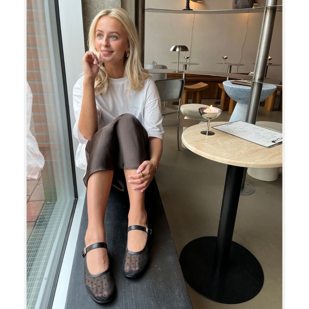 BALLERINA NET DOTS - BLACK – Copenhagenshoes.com